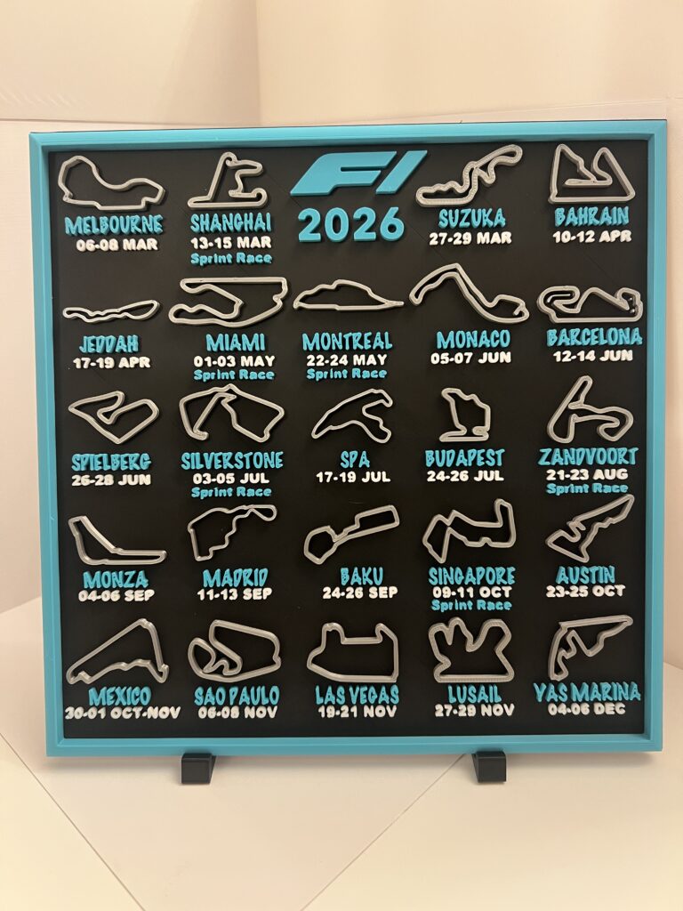F1 2026 3D Circuit F1 Calendar – Mercedes Inspired Colours Edition